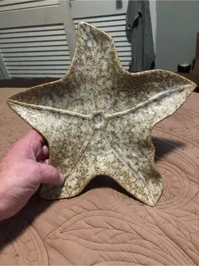 Accents | Glazed Ceramic Starfish Dish In Speckled Sand And Cream ...